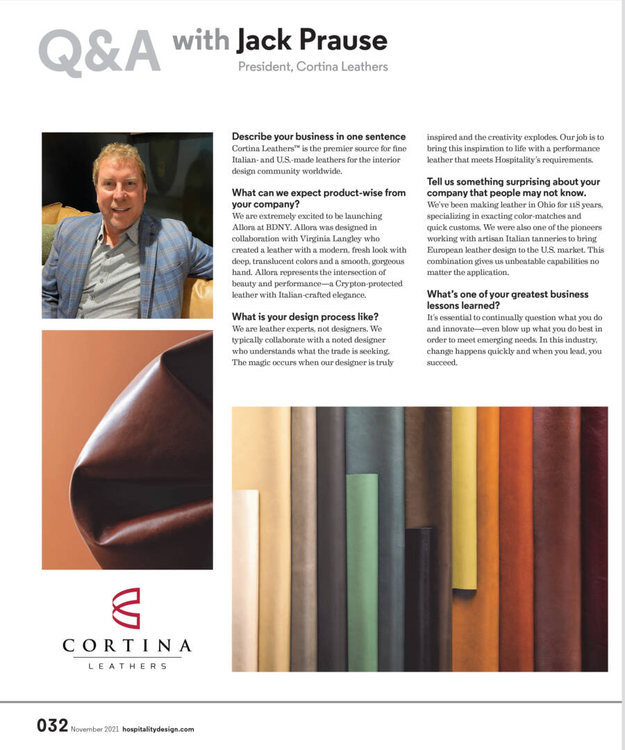 Jack Prause talks all things leather and Allora in Hospitality Design ...